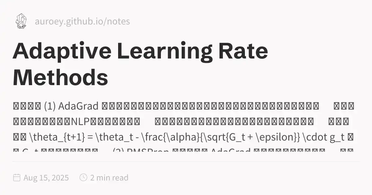 Adaptive Learning Rate Methods 8498